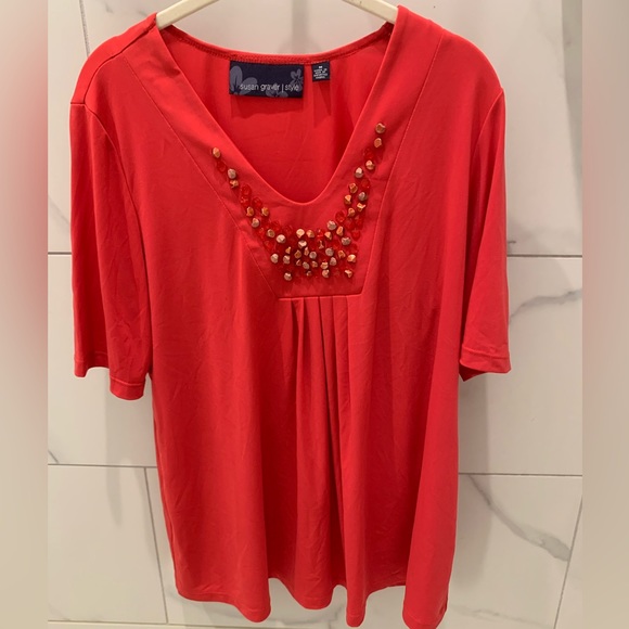 Susan Graver | Tops | Nwot Susan Graver Liquid Knit Bling Blouse | Poshmark